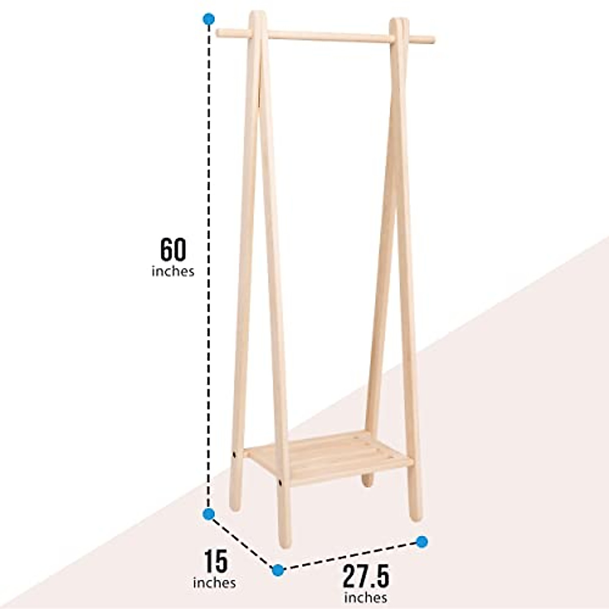 Pennsylvania Woodworks Handcrafted Maple Garment Rack - Sleek & Stylish Clothing Storage, Home Organization, Boutique Display, Coat Rack, Laundry Room Decor - Made in the USA (Medium)