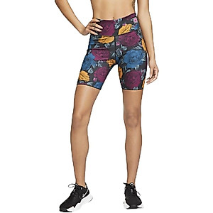 Nike Women's One Logo Mid-Rise Dri-Fit 7" Bike Shorts (as1, Alpha, x_s, Regular, Regular, Floral)