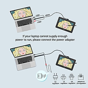 UGEE 15.4 Inch Drawing Tablet with Screen, 127% sRGB Full Laminated Graphics Monitor, 8192 Levels Battery-Free Stylus with Digital Eraser, Pen Display Support for Android Phone & Windows/Mac/Chrome OS