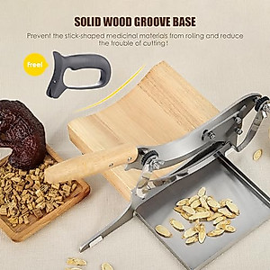 CGOLDENWALL 2 Blades Chinese Medicine Slicer Manual Radiused Biltong Slicer, with Magnetic Stainless Steel Tray, for Chinese Herbs, Biltong, Beef Jerky, Hard Fruits and Vegetables, Nougat