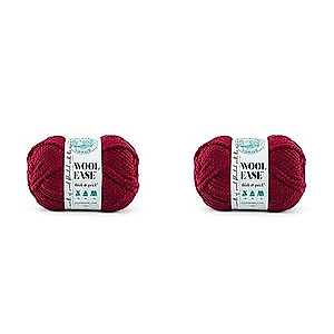 Lion Brand Yarn Wool-Ease Thick & Quick Yarn, Soft and Bulky Yarn for Knitting, Crocheting, and Crafting, 1 Skein, Cranberry (Pack of 2)