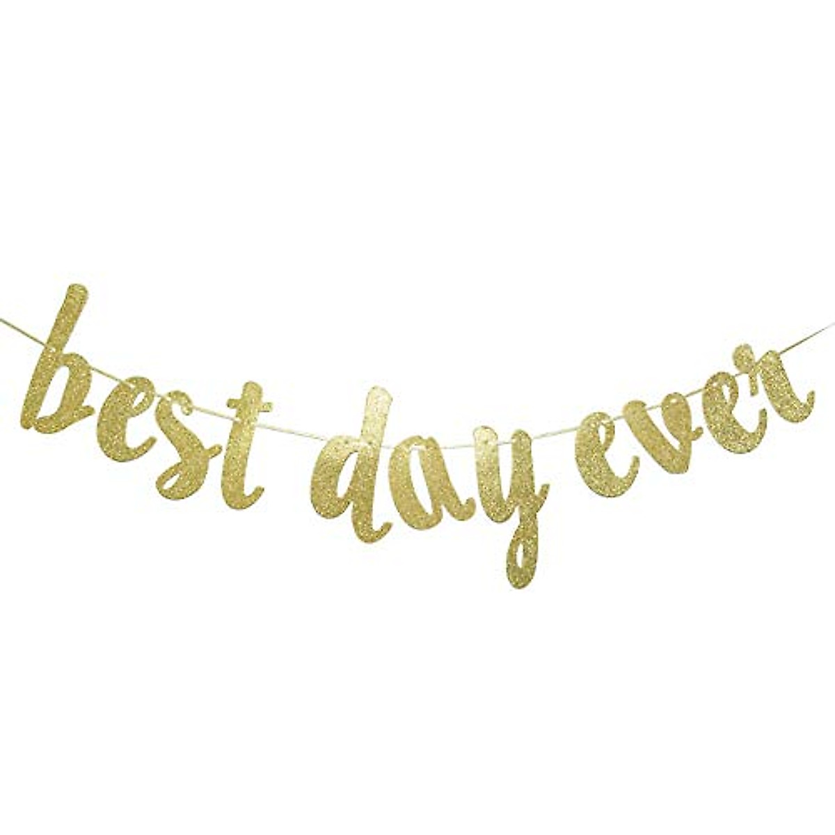 Best Day Ever Banner Hanging Garland for Wedding Decorations Bridal Shower Photo Prop Engagement Party Sign (Gold Glitter)