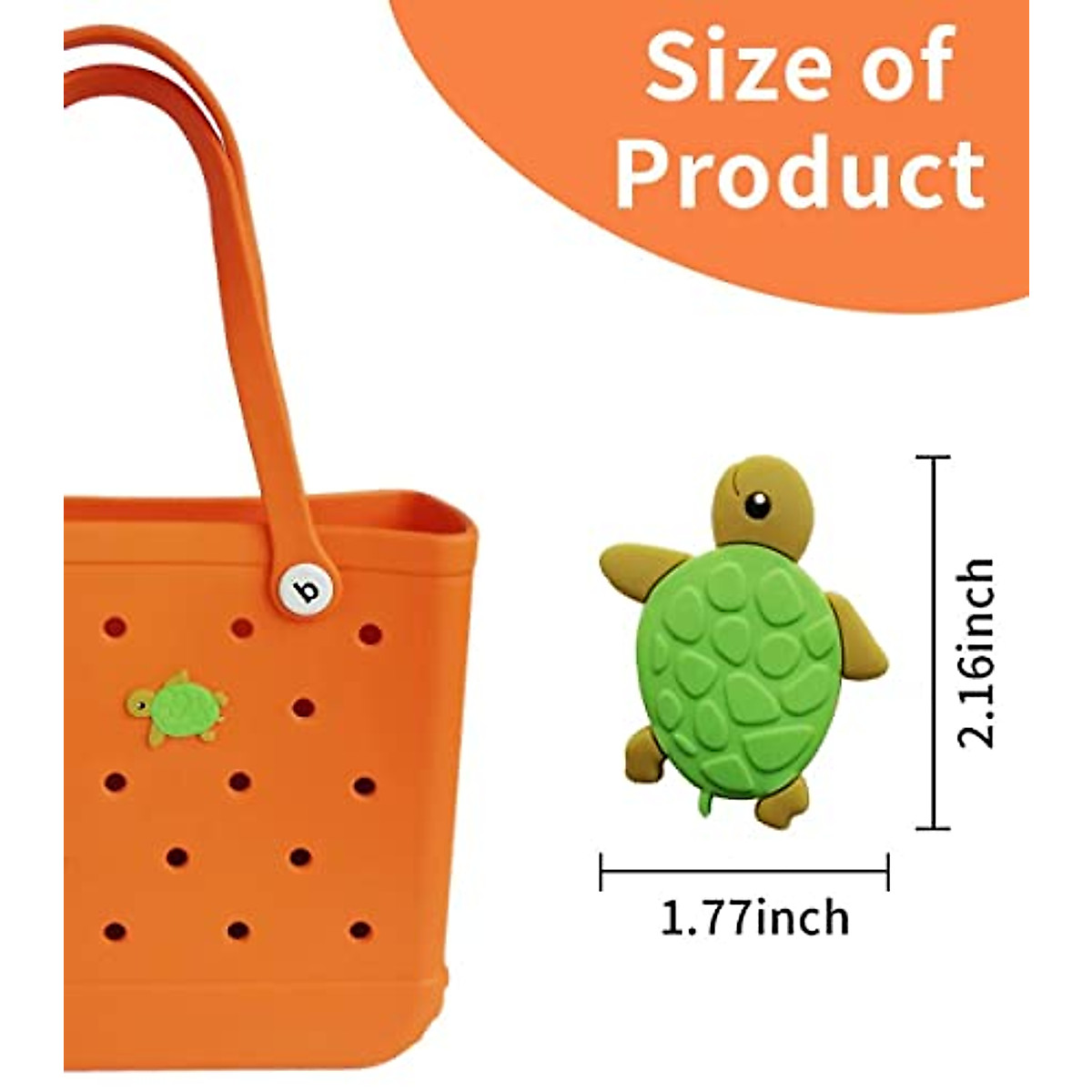 Marine Animals Charms for Bogg-Bags Cartoon Animals Decorative Charms for Totes and Similar Styles Sea Animals Accessories for Beach Totes-1 Pack (Sea Turtle)