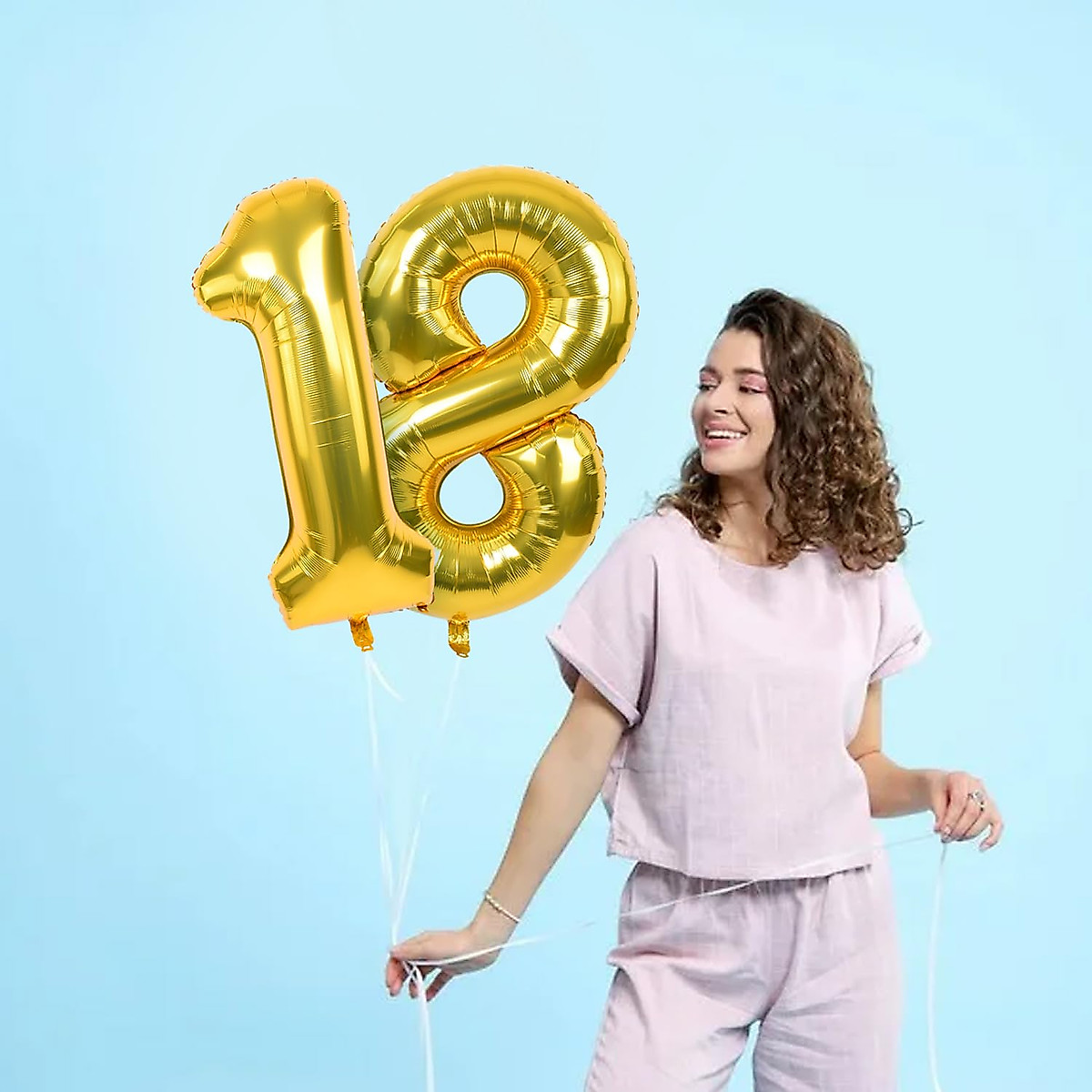 TONIFUL Number Balloons 16 Inch Gold 0-9 Number Mylar Foil Balloons 10 Pcs Gold Custom Digital Balloons for Birthday Party Engagement Graduations Anniversary Baby Shower Decorations Party Supplies
