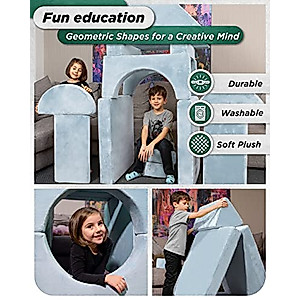 Lunix LX15 14pcs Modular Kids Play Couch, Child Sectional Sofa, Fortplay Bedroom and Playroom Furniture for Toddlers, Convertible Foam and Floor Cushion for Boys and Girls, Blue