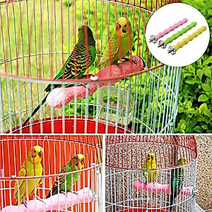 kathson Bird Perch Parrot Stand Cage Accessories Natural Wooden Stick Paw Grinding Rough-surfaced Chew Toy for Cockatiels,Cockatoo,Lorikeet,Conure,Parakeet 3 Pack (Random Color)