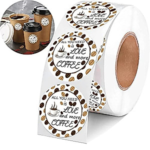 wootile Thanks A Latte Thank You Stickers 1.5 Inch Customer Appreciation Labels 500 Pcs Coffee Holiday Themed Thank You Sticker Labels for Party Favors,Packaging,Small Business,Cafe Seals &Goodie Bags