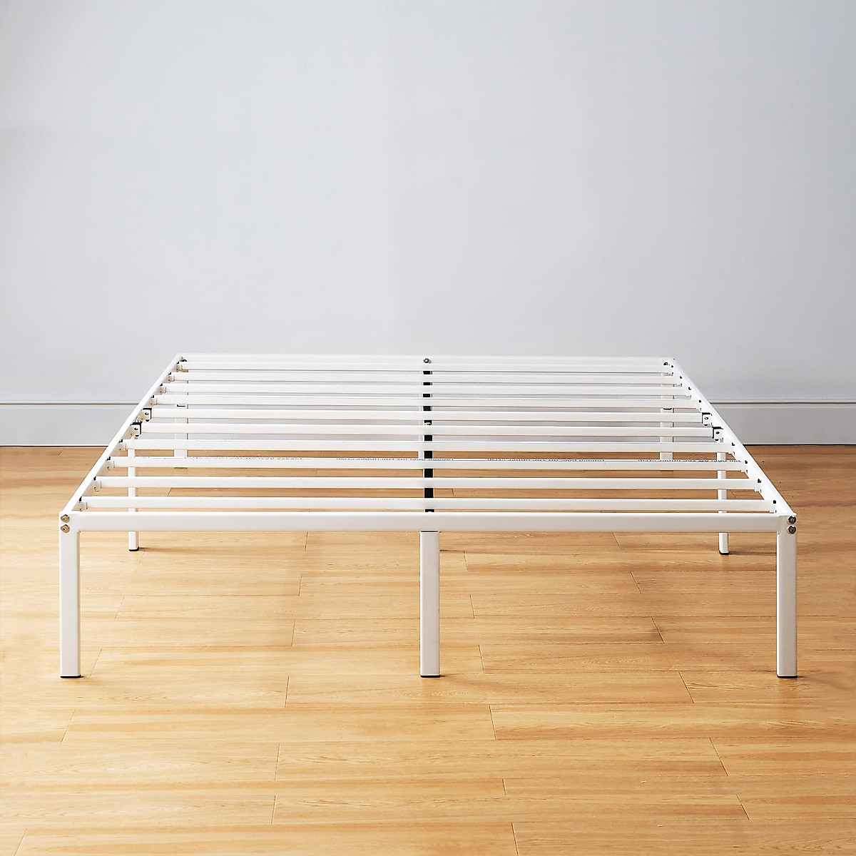 Best Price Mattress 14 Inch Metal Platform Bed Frame, Heavy Duty Steel Slats, White, Full (SPSC-14WH-F) & Full Mattress 6 inch Bed-in-A-Box, Green Tea Memory Foam White