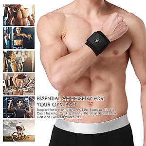 HiRui Wrist Compression Strap Wrist Brace Wrist Band Wrist Support for Fitness, Weight Lifting, Tendonitis, Carpal Tunnel Arthritis, Wrist Pain Relief, Wrist Wraps for Men Women, Adjustable (2 PCS)