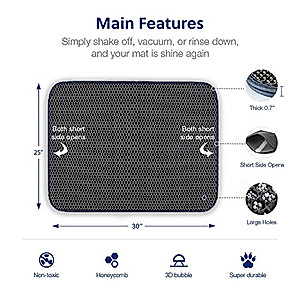 WePet Cat Litter Mat, Kitty Litter Trapping Mat, Honeycomb Double Layer Mats, No Phthalate, Urine Waterproof, Easy Clean, Scatter Control, Catcher Litter Tray Box Rug Carpet