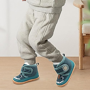 Scurtain Toddler House Shoes Boy Girl Dinosaur Slippers Winter House Walking Ankle Boots Warm Sock Shoes for Toddlers Size