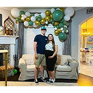 Oopat DIY Olive Sage White Gold Balloon Arch Garland Kit for Boho Bridal Shower Baby Shower Wedding Birthday Backdrop Engagement Bridal Shower Bachelorette Party Decoration (Sage Gold)