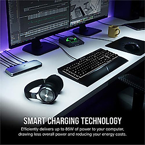 Corsair TBT100 Thunderbolt™ 3 Dock – 85W charging, Dual 4k 60Hz Support, 2x HDMI, 40Gb/s ,USB-C Gen 2 (15W) x2, USB-A 3.1 (7.5W) x2, Gigabit Ethernet – For Mac and PC laptops