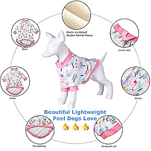 LovinPet Dog Warm PJS with Buttons - Soft & Upgraded Lightweight Fabric Fairytale Multi Prints Dog Clothes, Fashionable Dog Flannel Shirt, Suitable for Small to Medium to Large Dog Breeds,S+