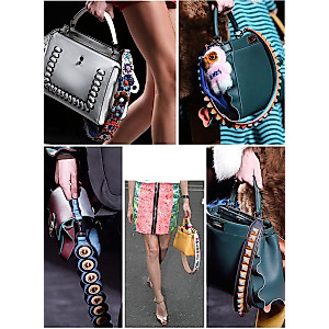 Purse Straps Replacement PU Leather Handbags Strap Shoulder Bag Straps Phone Pendant (Pink Serpentine - Yellow)