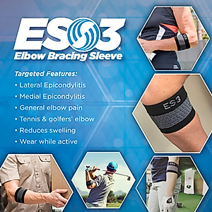 OrthoSleeve Elbow Brace ES3 Designed to Help with Tennis Elbow, Golfer's Elbow, General Elbow Pain, and Forearm Pain