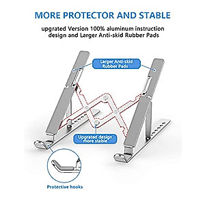 ZSIMC Laptop Stand, Adjustable Aluminum Foldable Portable Holder, Upgrade Whole Anti-Slip Silicone Pad, Laptop Riser for Desk Compatible with MacBook Air pro, iPad, Lenovo, 10-15.6” Laptop and Tablet
