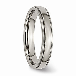 Sonia Jewels Size 5.5 - Titanium Grooved and Beaded Edge 4mm Polished Wedding Band