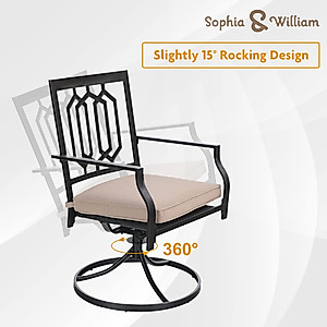 Sophia & William Outdoor Metal Swivel Chairs Set of 2 Patio Dining Rocker Chair with Cushion Furniture Set for Garden Backyard Bistro, 300 lbs