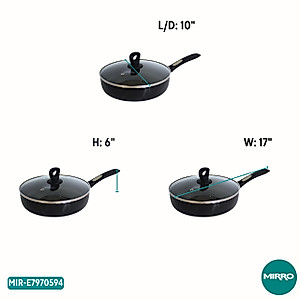 Mirro Get A Grip Nonstick Fry Pan with Glass Lid Cookware, 10-Inch, Black