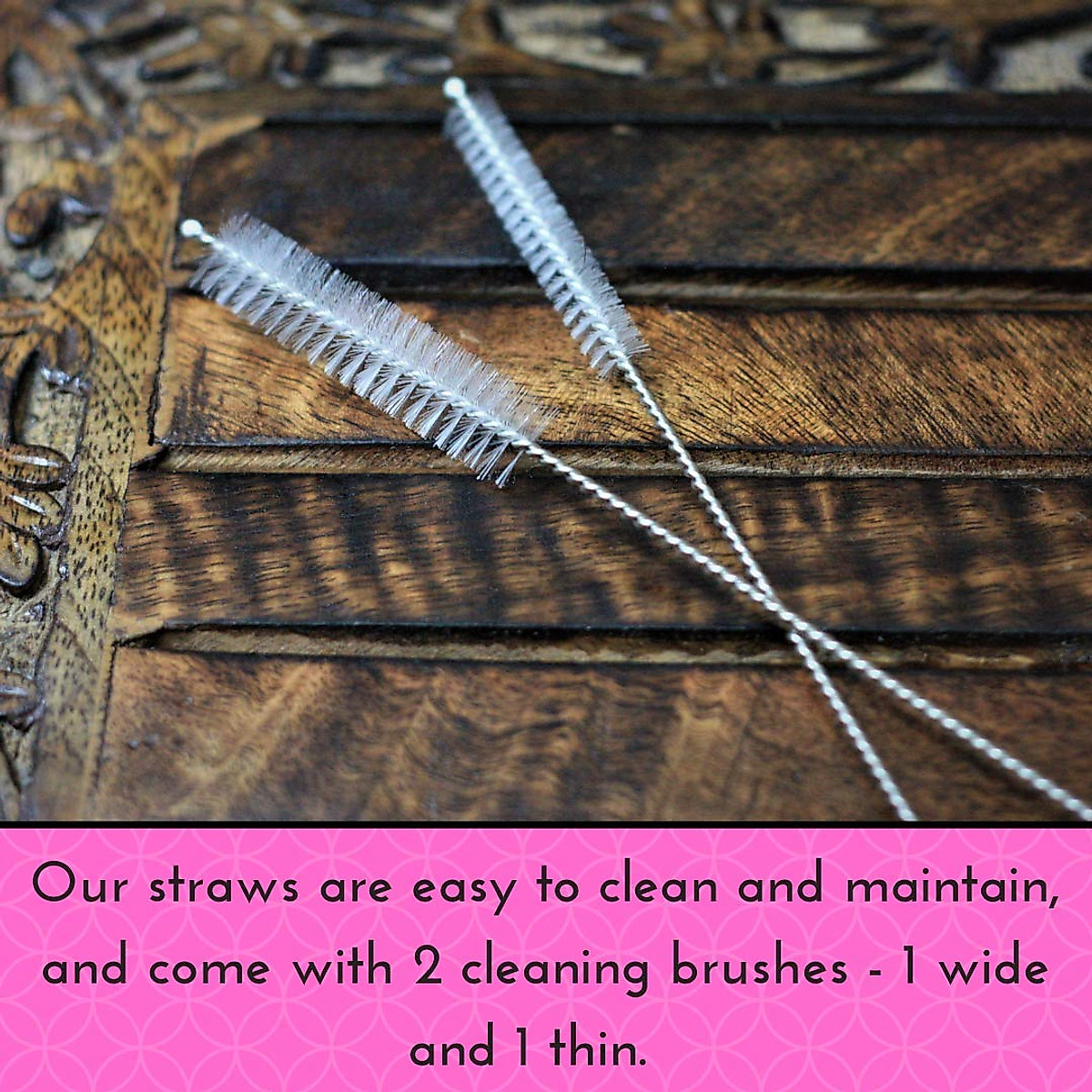 Myracir Reusable Stainless Steel Drinking Straws w/Elegant Vegan Leather Travel case | 4 straws + 4 Silicone Tips + 2 cleaning brushes | 1 wide boba straw w/pointed end | 2 long straws | 1 short straw