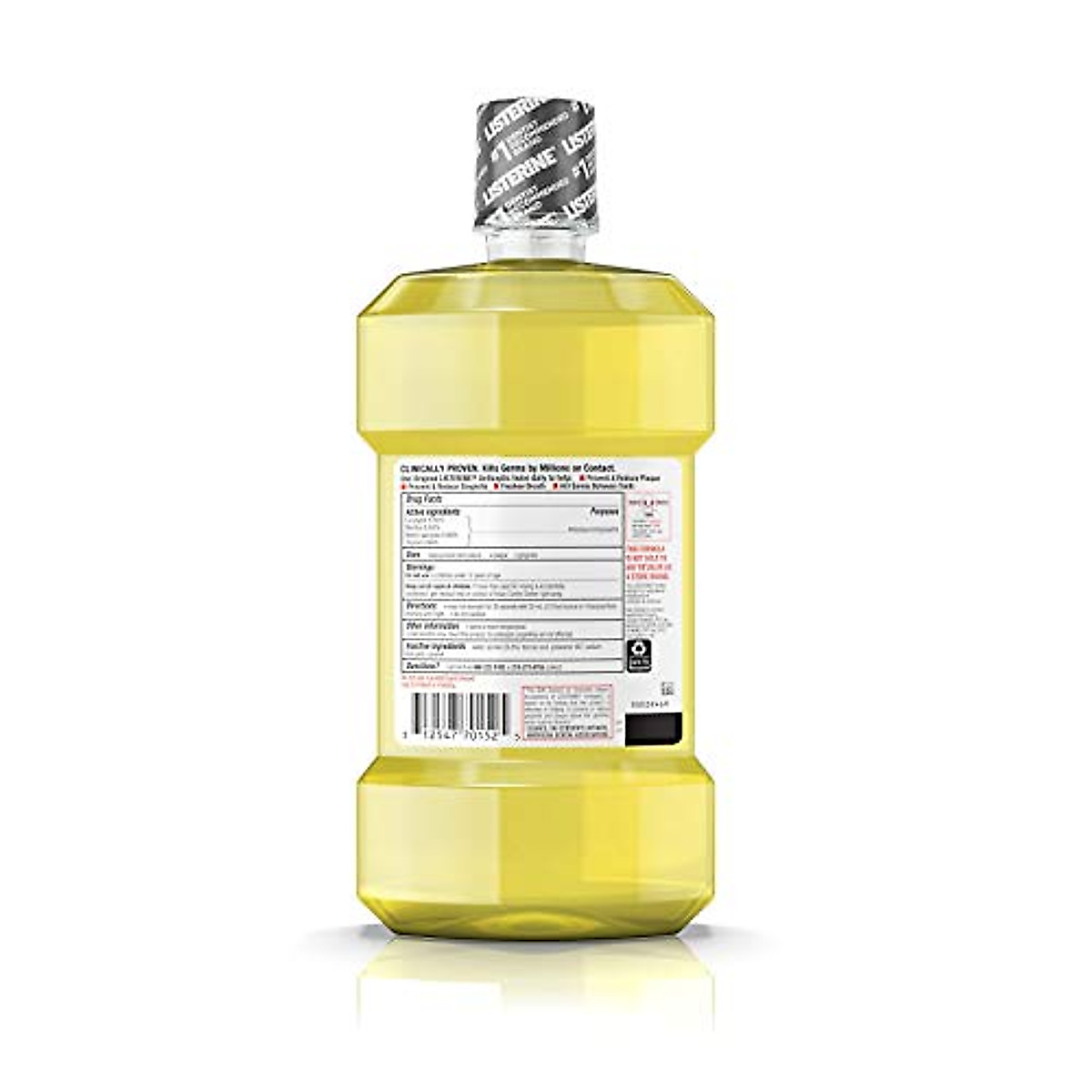 Listerine Original Oral Care Antiseptic Mouthwash with Germ-Killing Formula to Fight Bad Breath, Plaque and Gingivitis, 1 L