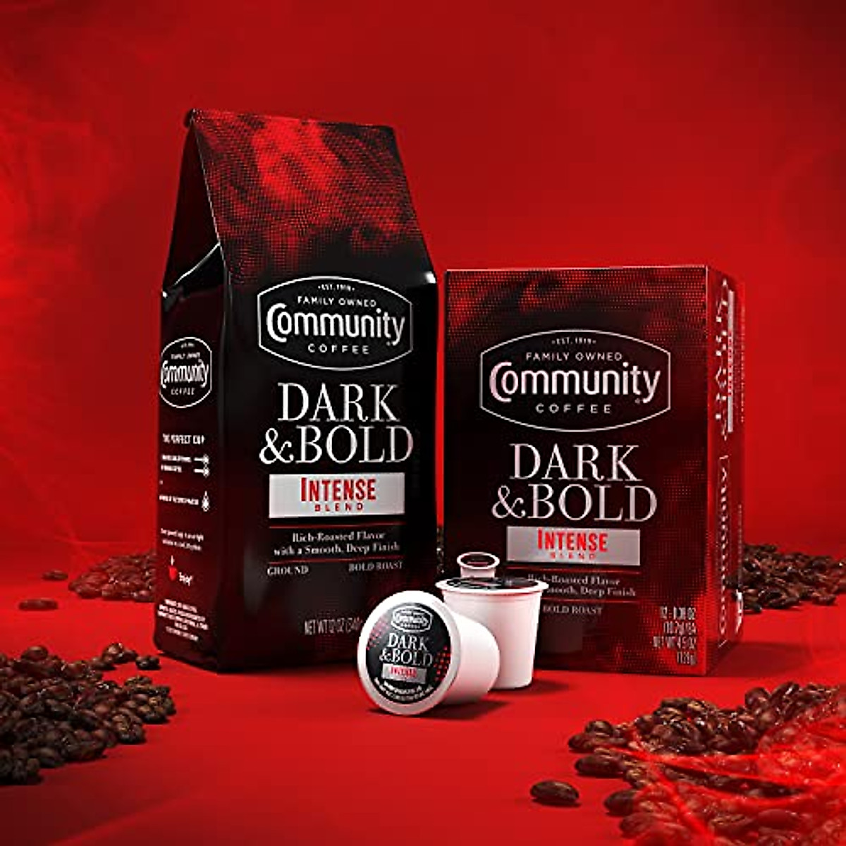 Community Coffee Dark & Bold Intense Blend 12 Count Coffee Pods, Dark Roast Compatible with Keurig 2.0 K-Cup Brewers, 12 Count (Pack of 1)
