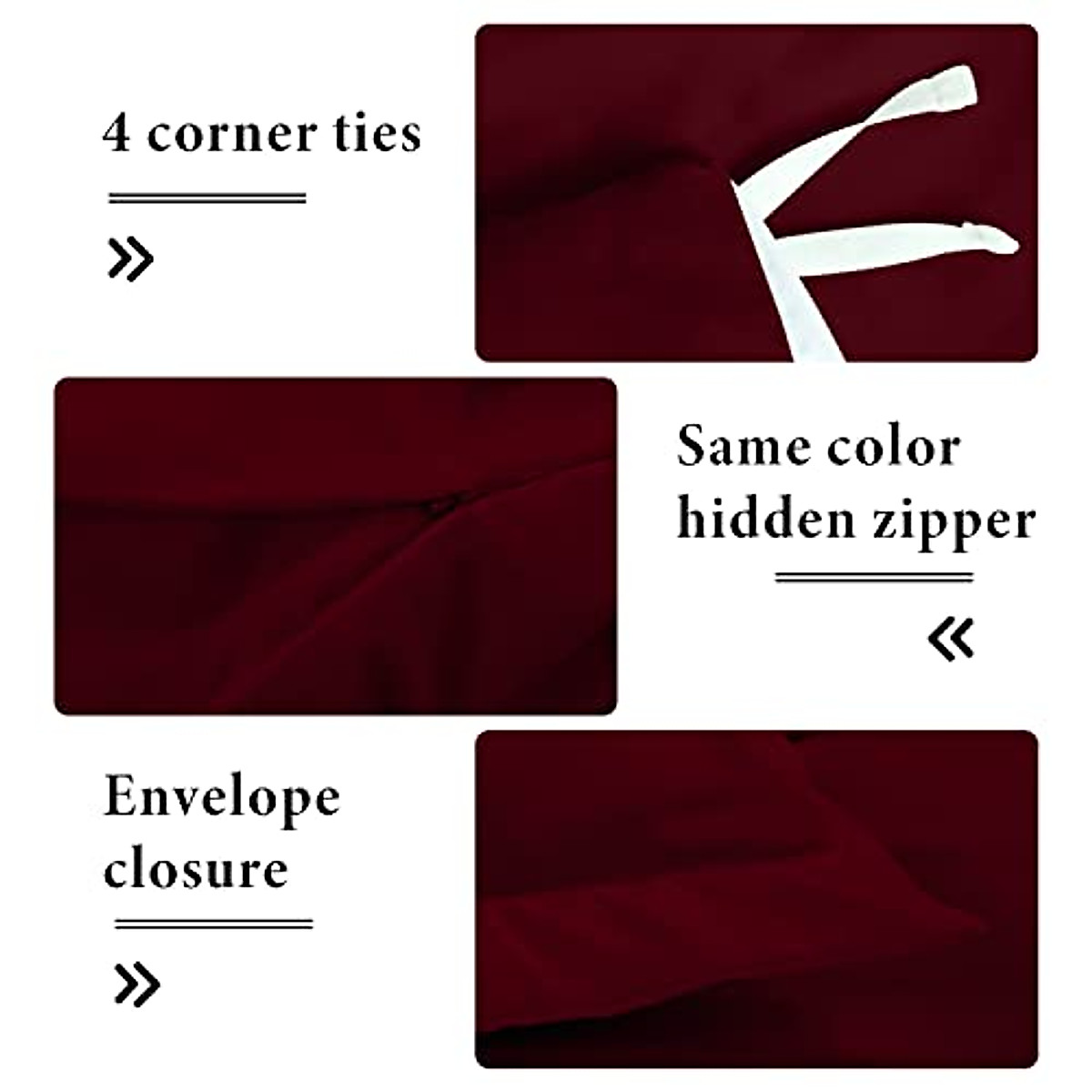 ROYALE LINENS Burgundy Duvet Cover Queen Size - Queen Duvet Cover Set - 3 Piece Double Brushed Queen Duvet Covers with Zipper Closure, 1 Duvet Cover 90x90 inches and 2 Pillow Shams (Queen, Burgundy)