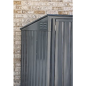 Cover-It 6x3 Metal Outdoor Galvanized Steel Storage Shed with Swinging Lockable Doors for Backyard or Patio Storage of Trash Cans, Bikes, Supplies, Tools, Toys, for Lawn, Garden, Camping, Charcoal