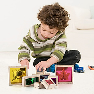 Wooden Large Building Blocks for Toddlers Baby Kids 8 Pcs Wood Rainbow Stacking Blocks Geometry Sensory Blocks Toy Construction Toys Set Colorful Preschool Learning Educational Toys for Boys Girls