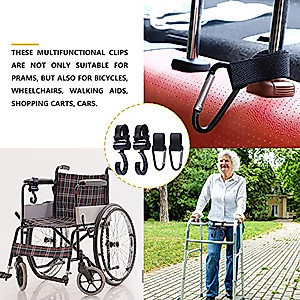 8pcs Stroller Hook Stroller Bag Hook 2 Kinds Mommy Buggy Clips Black 360 Degree Rotating Pram Shopping Hooks Stroller Hanger Hook for Diaper Bag Pushchair Stroller Purse Groceries