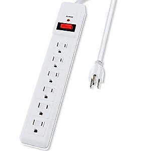 Firmyuan Power Strip 6-Outlet Surge Protector, 10ft, White