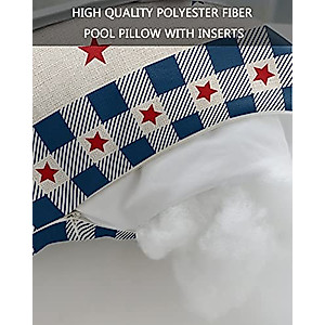 Recliner Head Pillow Ledge Loungers Chair Pillows with Insert 4th of July USA Flag Star Patriot Cotton Linen Lumbar Pillow with Adjustable Strap Outdoor Waterproof Patio Pillows for Beach Pool, 2 PCS
