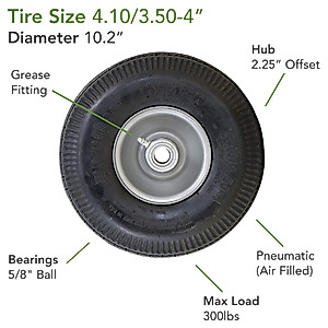 Marathon Pneumatic Air Filled Hand Truck Tires and Wheels | 2 Pack