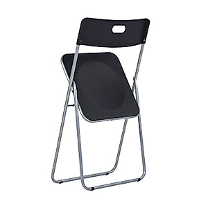 FurnitureR Plastic Folding Chairs 6 Pack Lightweight Portable Commercial Chair with Steel Frame and Carrying Handle for Home Office Waiting Room Meeting No Assembly Required (Black)