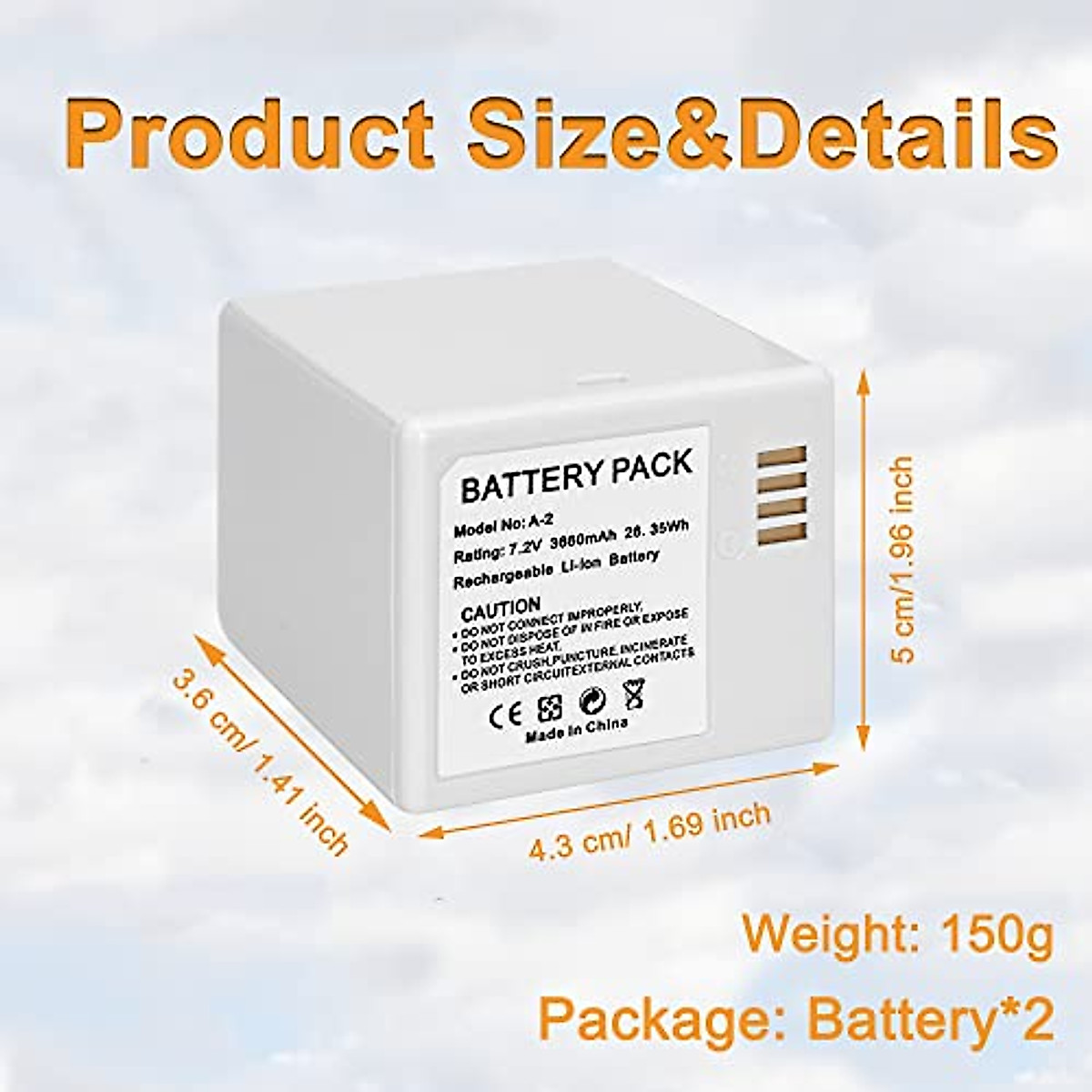 BORTENG Rechargeable Battery for Arlo Go(VMA4410) Camera, Upgraded Replacement Battery 2 Pack 3660mAH 7.2V 26.35WH (for Arlo Go)