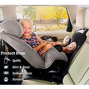Car Seat Protector, 2 Pack Auto Seat Protectors for Child Car Seat with Thick Padding, Seat Cover Mat for Under Baby Seat to Protect Leather Seats, Black