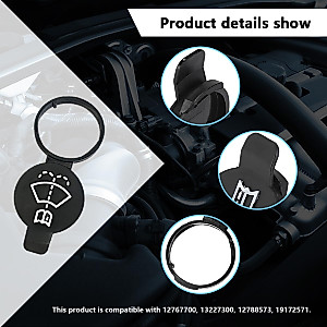 Kewucn Car Windshield Wiper Fluid Reservoir Cap, Auto Liquid Tank Bottle Cap, Liquid Storage Bottle Tank Ring Lid Cover, Universal Vehicle Replacement Accessories Fit for OEM 1322730