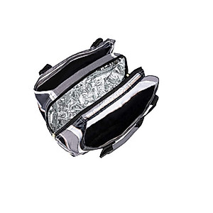 Isaac Mizrahi Inwood Deluxe Shopper Lunch Tote (Black Color Block Stripe)