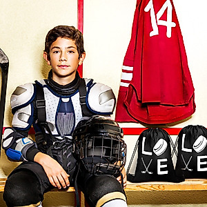 Sinmoe 20 Pcs Hockey Drawstring Bag Hockey Gift Bags Field Hockey Bag for Hockey Party Favors(Black and White, Classic)