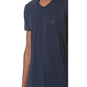 Emporio Armani mens Cotton V-neck Undershirts Base Layer Top, Grey/Navy/Black, Large US