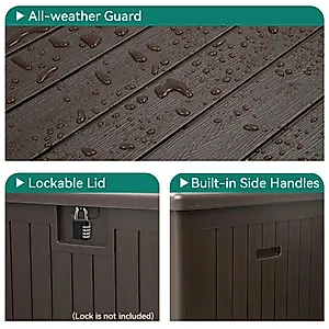 YITAHOME XXL 230 Gallon Large Deck Box,Outdoor Storage for Patio Furniture Cushions,Garden Tools with Flexible Divider, Waterproof,Lockable (Brown)