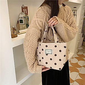 Kovewon 2 Pcs Corduroy Small Tote Bag for Women Cute Mini Tote Bag Preppy Aesthetic Reusable Bags for Grocery, Essentials, Water Bottle, Keys, Book, Bible