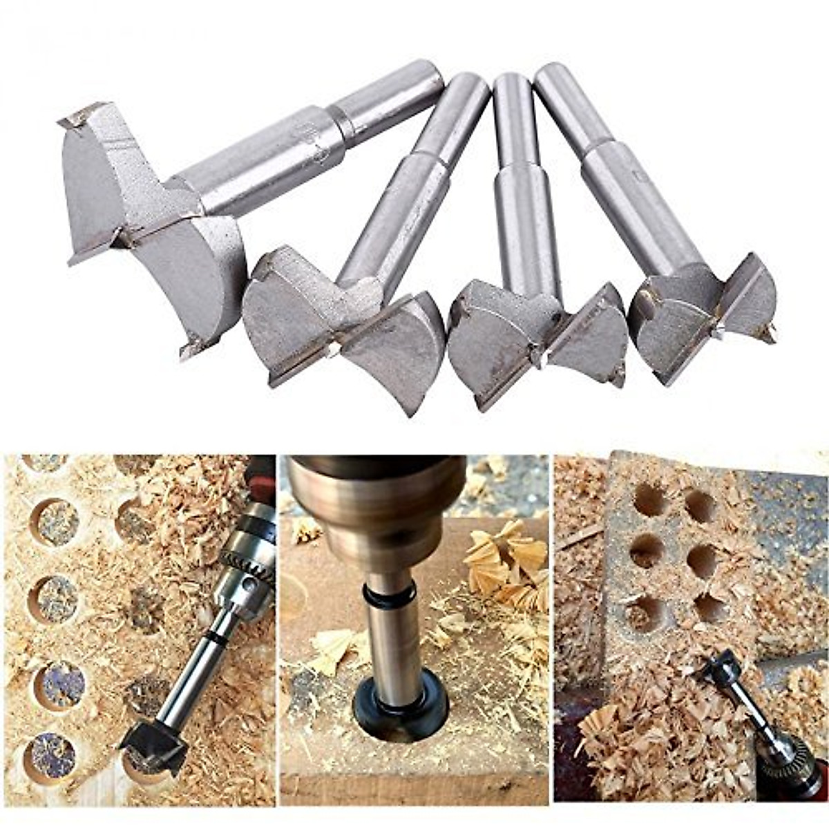 Eagles 5pcs Forstner Drill Bit - 15-35mm Carbon High Speed Steel Woodworking Drill Punching Bit Wood Slabs Flat Wing Drilling Hole Hinge