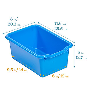 ECR4Kids Scoop Front Storage Bins, Multipurpose Organization, Blue, 10-Piece