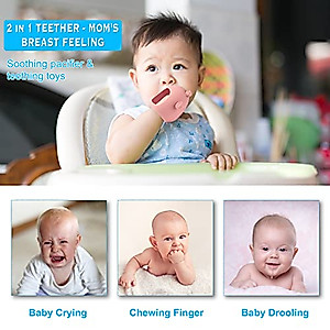 2 Pack Baby Teething Toy for 3+ Months, 2022 New Never Drop Teether Toys, BPA Free Dust-Proof Silicone Hand Pacifier Baby Chew Toys Car Seat Toy for Sucking Needs Soothe Teething Gums for Girls Boys