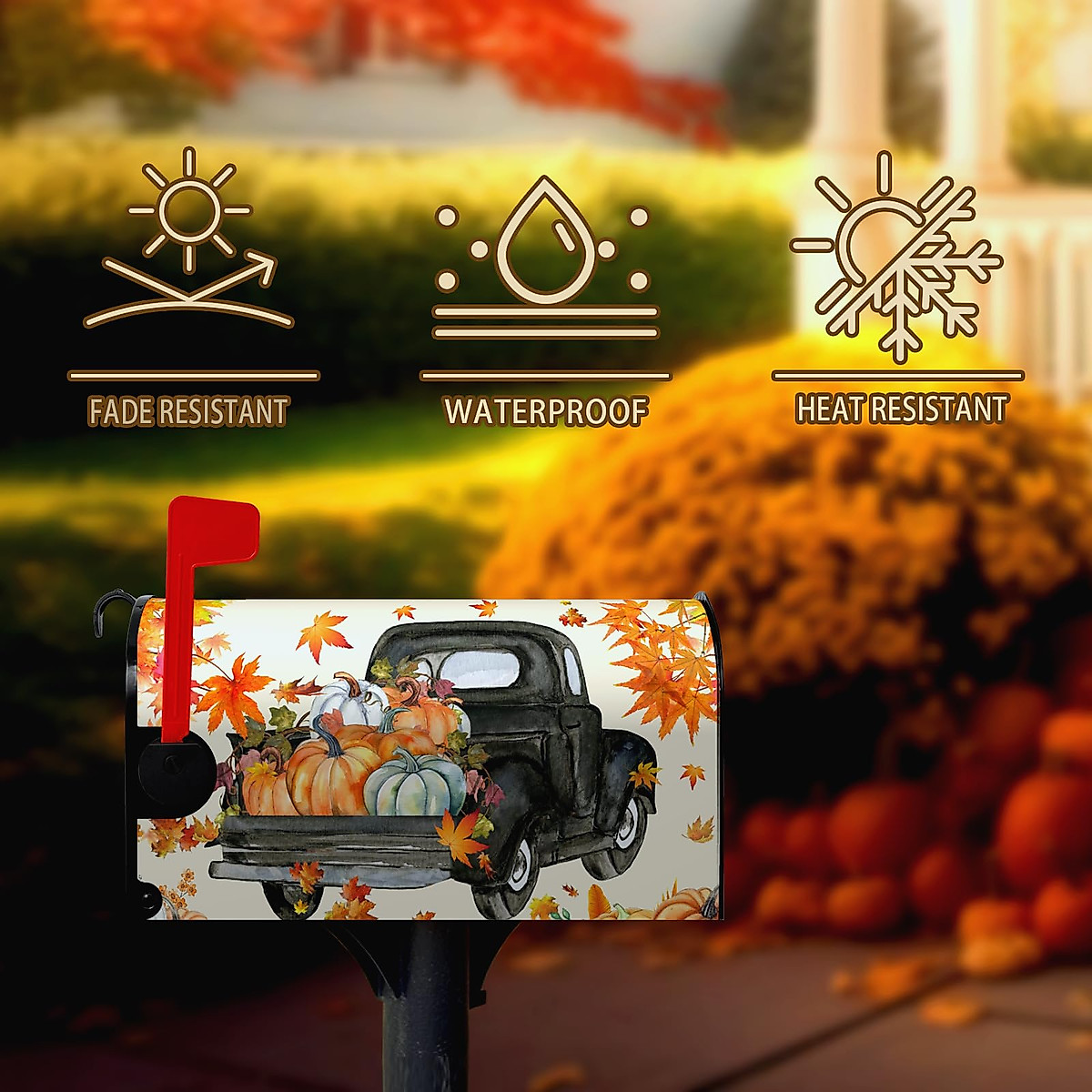 Dacawin Fall Harvest Mailbox Covers Magnetic Standard Size Thansgiving Pumpkin Mailbox Post Cover Maple Leaves Truck Mailbox Decor Waterproof Mailbox Wraps Mail Cover for Garden Yard 21 * 18 Inch