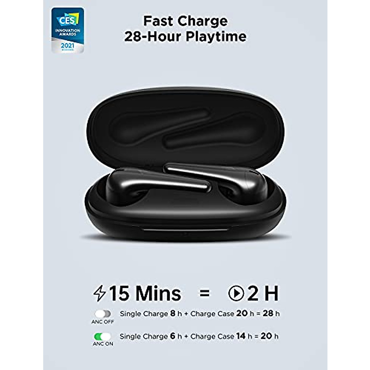 1MORE Comfobuds Pro Bluetooth 5.0 Earbuds, Hybird Active Noise Cancelling Earphones, Stereo Premium Sound in Ear Headphone with 6 Mics ENC for Clear Call and Deep Bass Fast Charging, Black