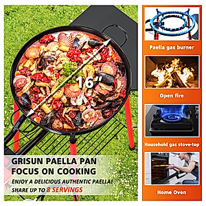 GRISUN Paella Pan 16 inches | Enameled Paella Pan for 8 Servings | Nonstick Pan for Authentic Spanish Dishes | Enameled Skillet Ideal for Restaurants and Home Cooking