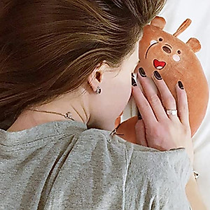 MINISO Travel Neck Pillow with Eye Mask, We Bare Bears Memory Foam Neck Support Cartoon Pillow Valentine's Day Gift for Traveling, Sleeping, Airplane, Car, Home & Office(Grizzly)